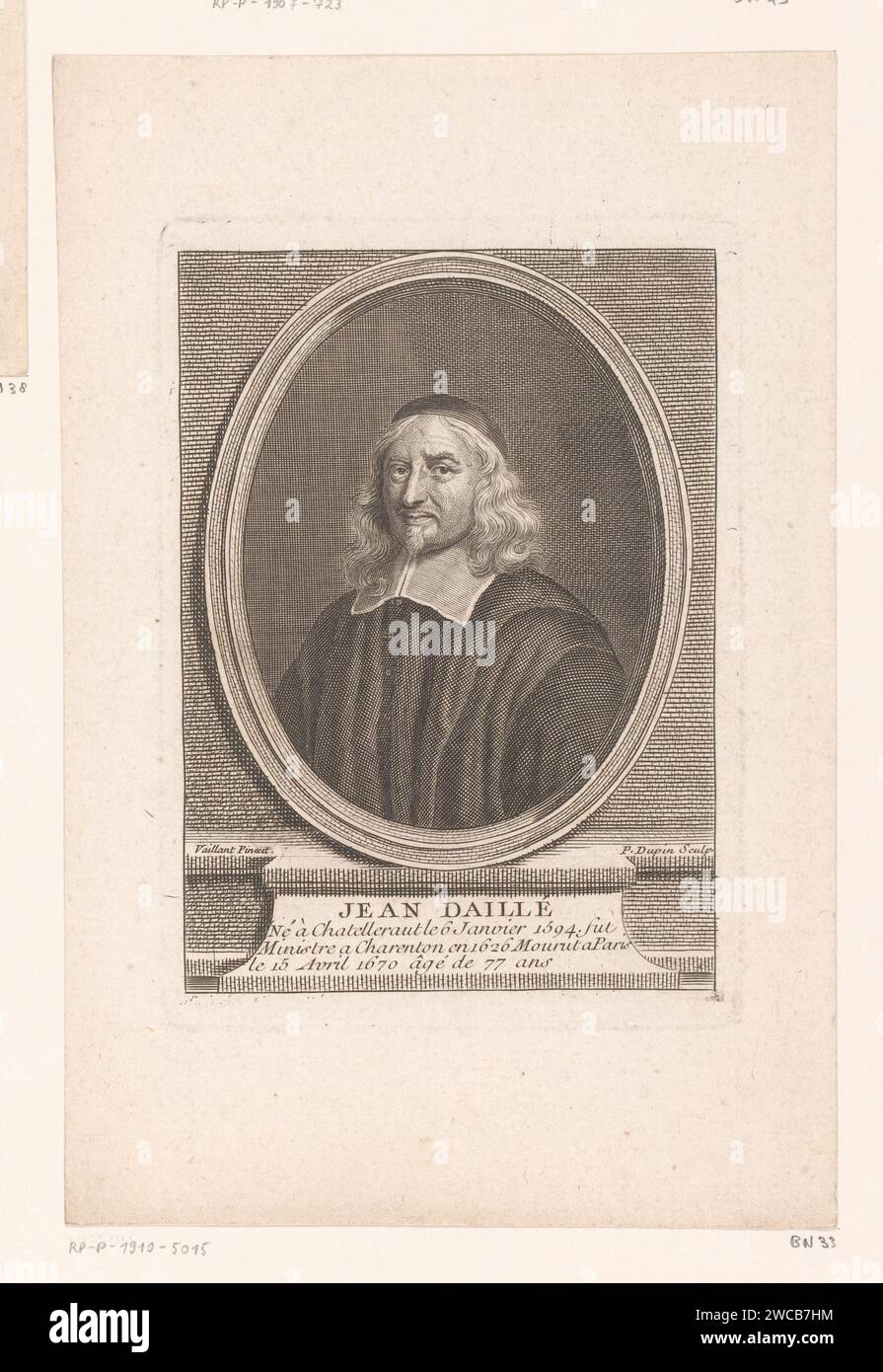 Portret van Jean Daillé, Pierre Dupin, After Vaillant, 1700 - 1751 ...