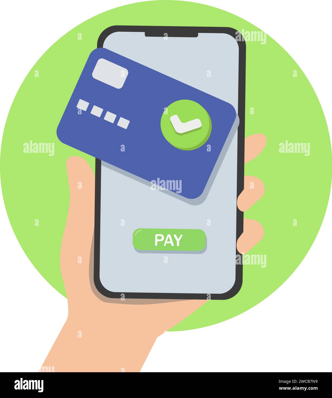 Online payment success concept. Mobile banking payment by credit card ...