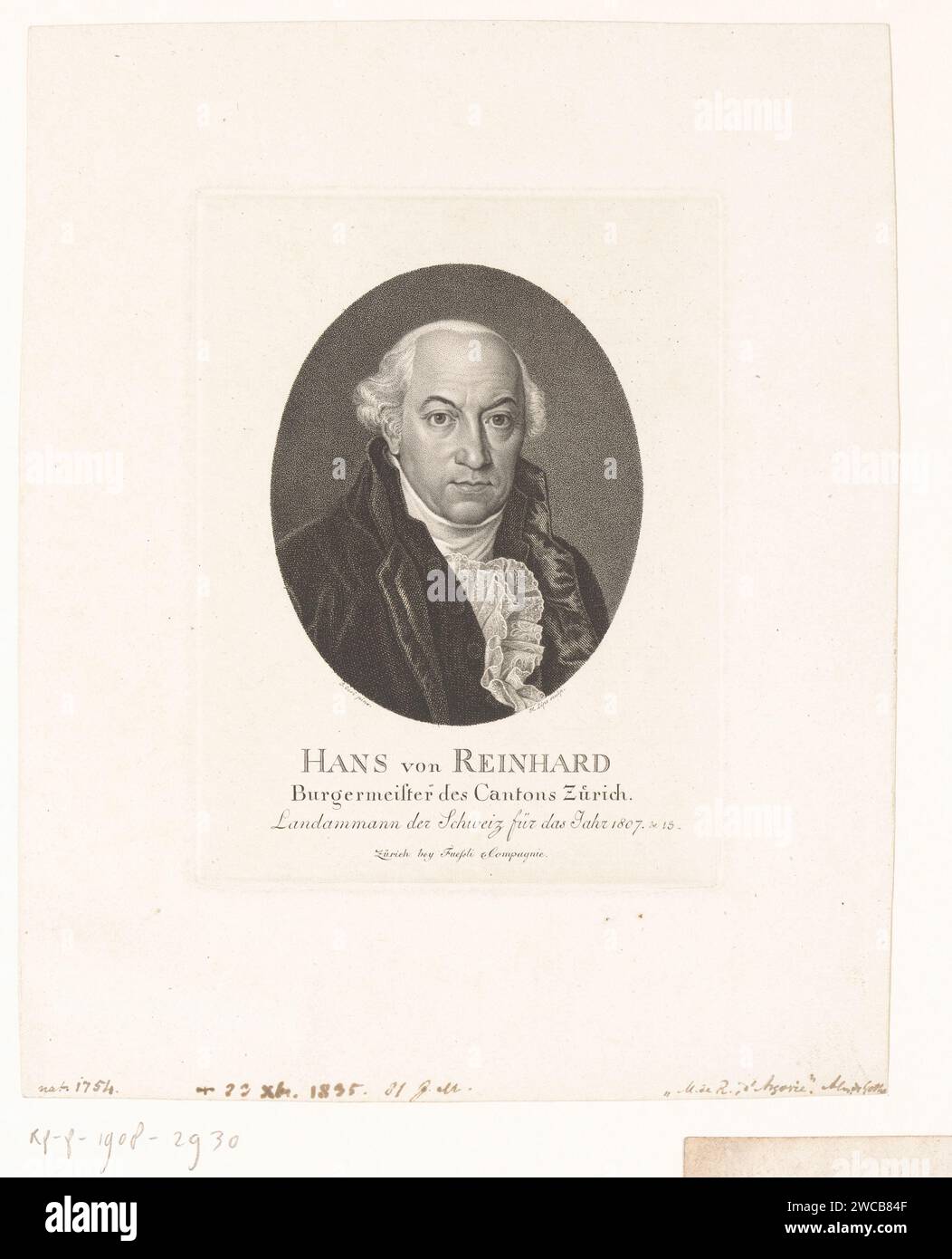 Portret van Hans von Reinhard, Johann Heinrich Lips, Hans Jakob Cooling ...