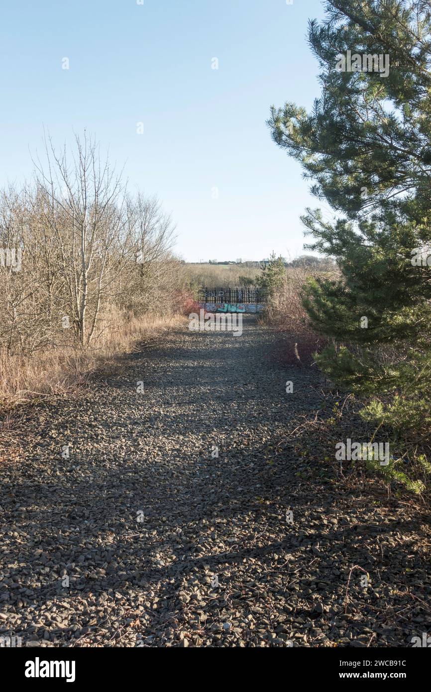 Washington UK 15th Jan 2024. The mothballed Leamside railway line as it ...