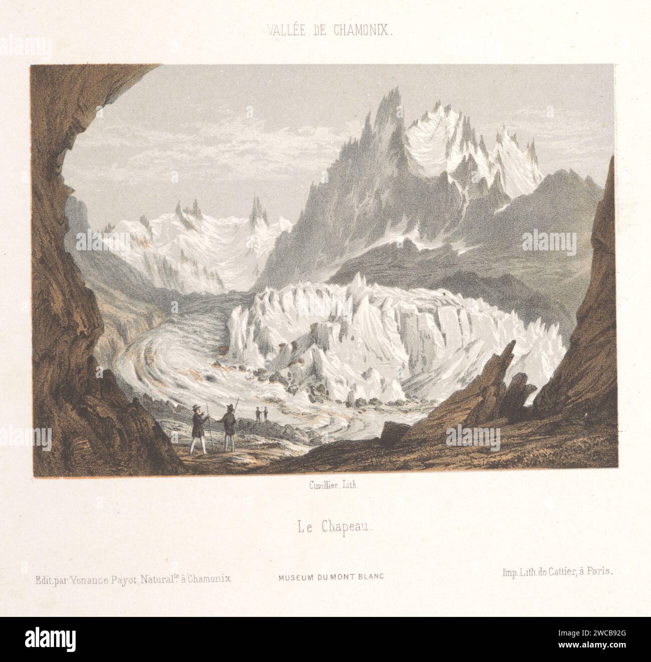 View of the glacier EI-the-glace at Les Bois and Les Tines, AD. Cuvillier, 1858 print printer ...