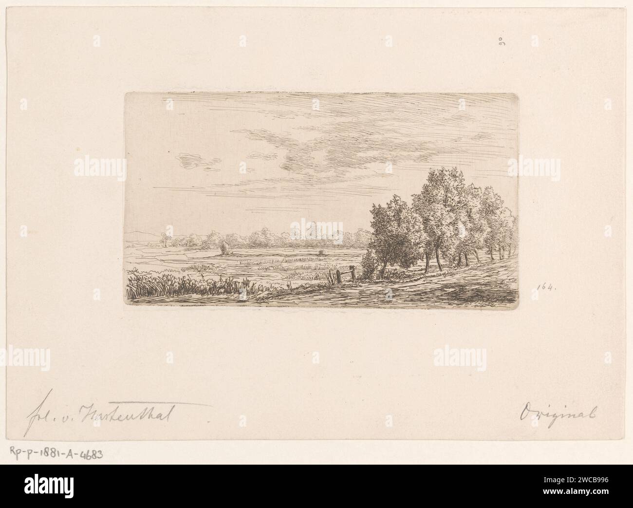 Landscape with tree border, Mathilde von Hartenthal, 1853 - 1881 print paper etching landscapes ...