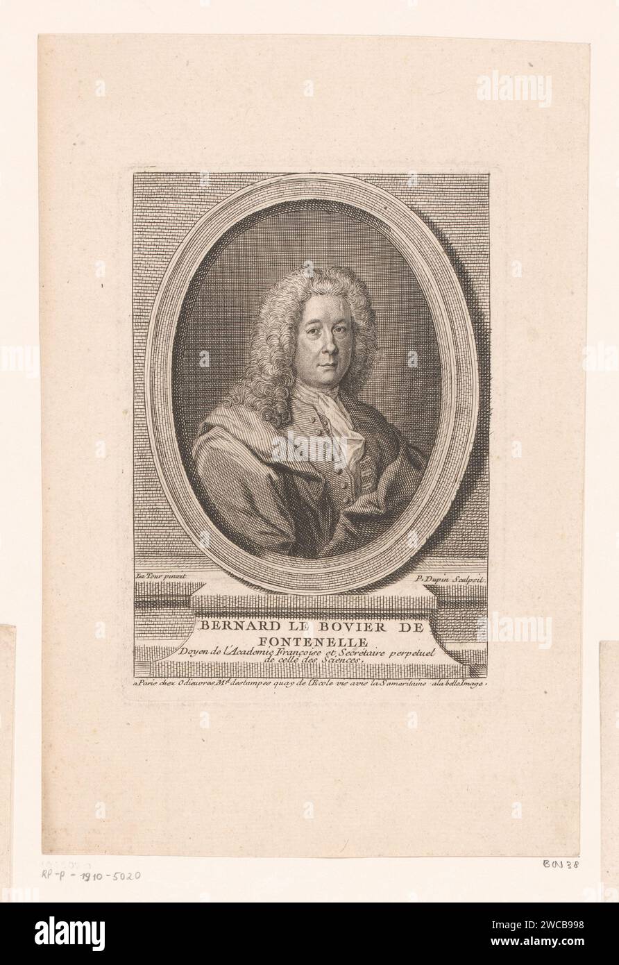 Portret van Bernard le Bovier de Fontenelle, Pierre Dupin, After La ...