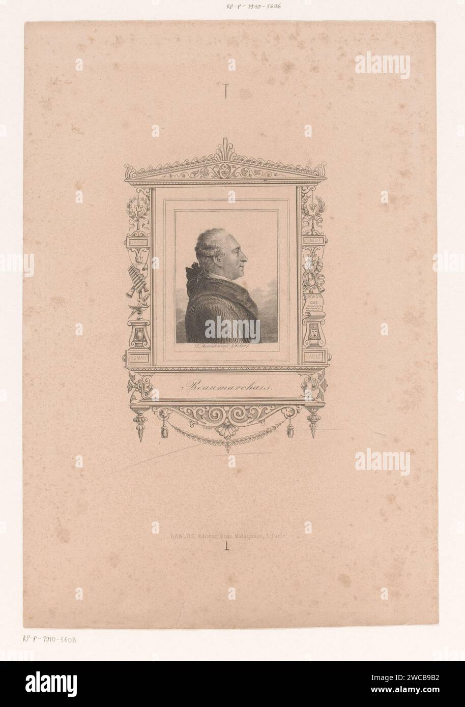 Portret van Pierre Beaumarchais, L. Meurillon, 1800 - 1899 print Paris ...