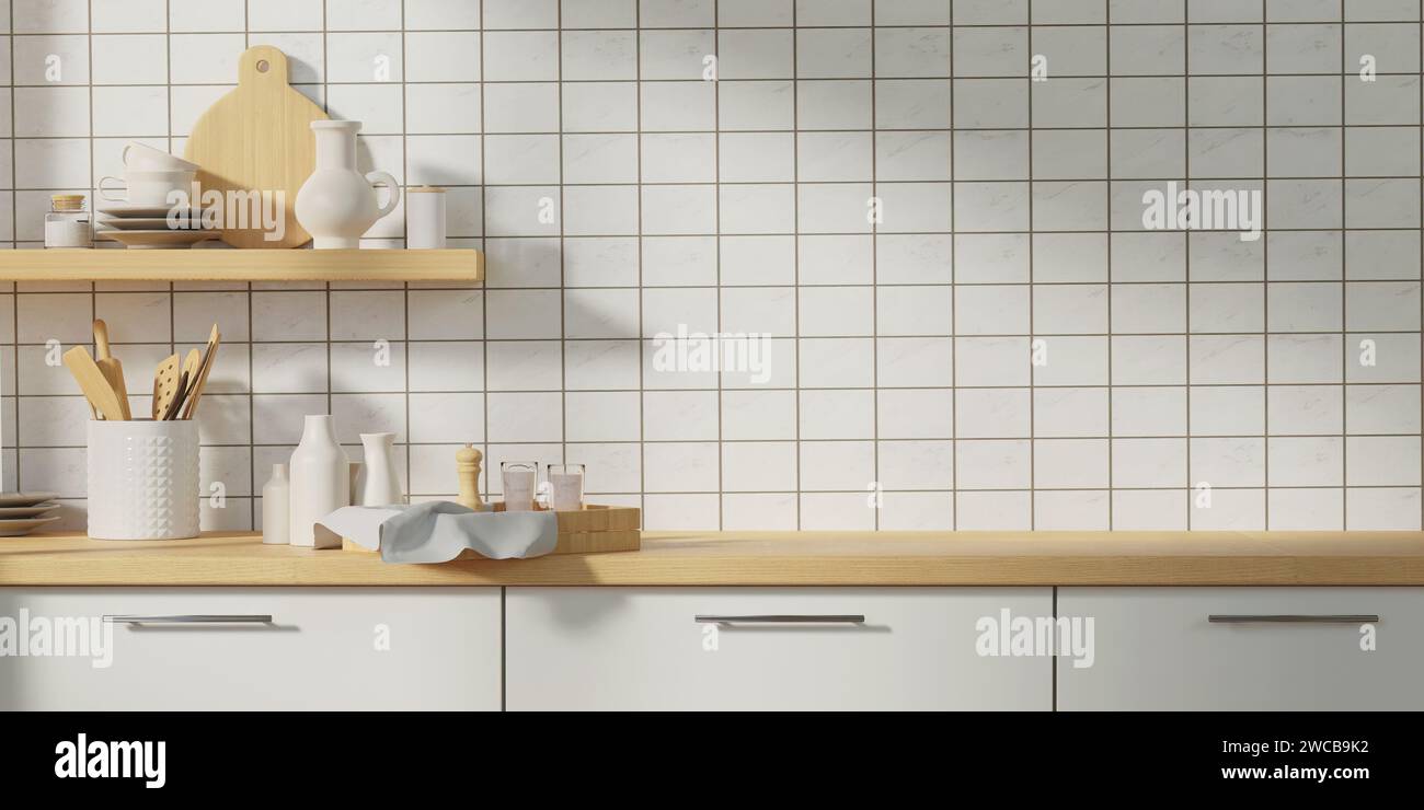 Minimal cozy counter mockup design for product presentation background ...