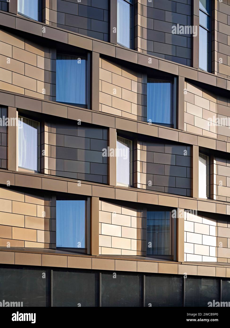 Detail of exterior facade with angled bedroom windows. The Westin ...