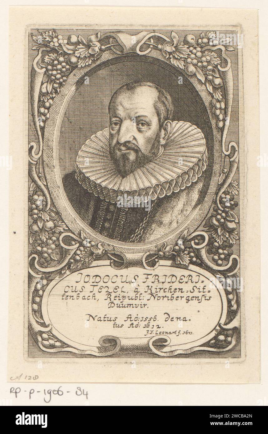 Portret jodocus friendicus tetzel, johann friedrich leonard, print ...