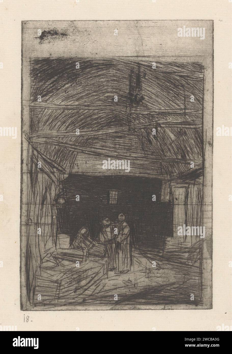 Ottoman Bazaar, Marius Bauer, 1889 print Two men at a merchant in a ...