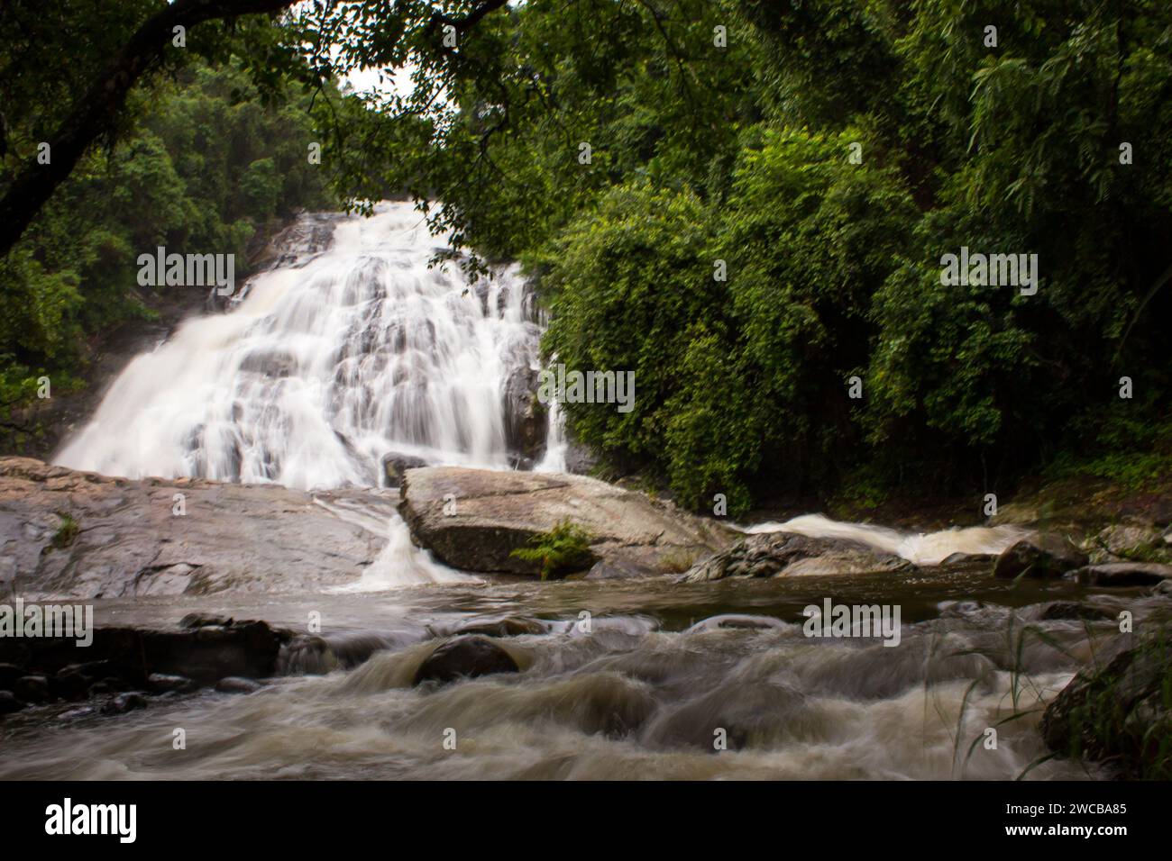 Fast flowing Debegini Falls, a majestic waterfall in Magoebaskloof in ...