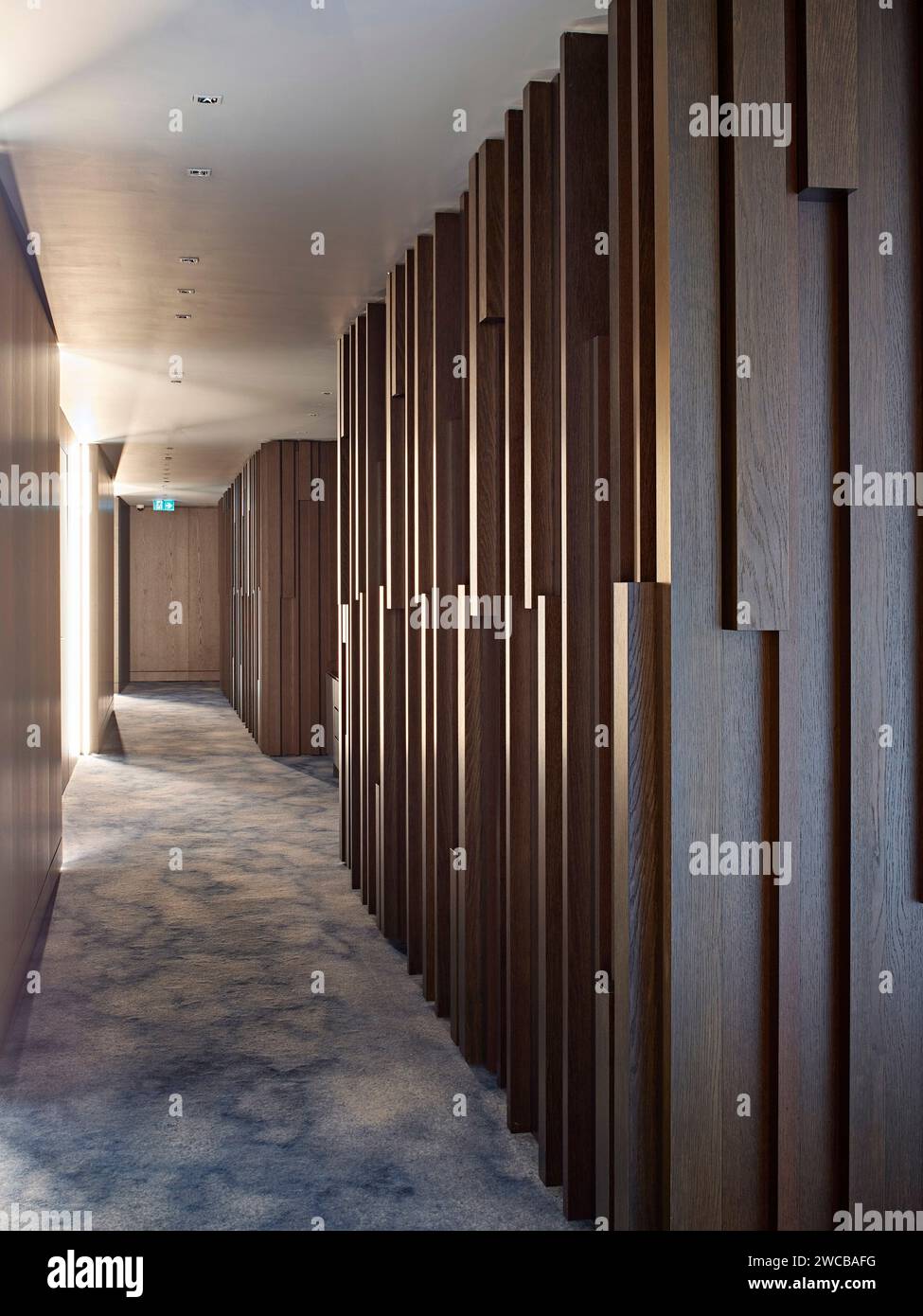Timber clad feature corridor. The Westin London City, London, United ...