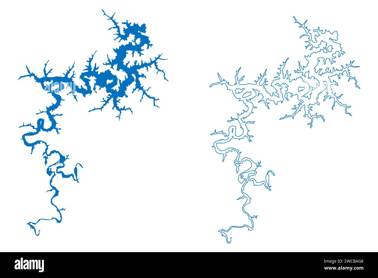 Beaver Lake (United States of America, Arkansas) map vector ...