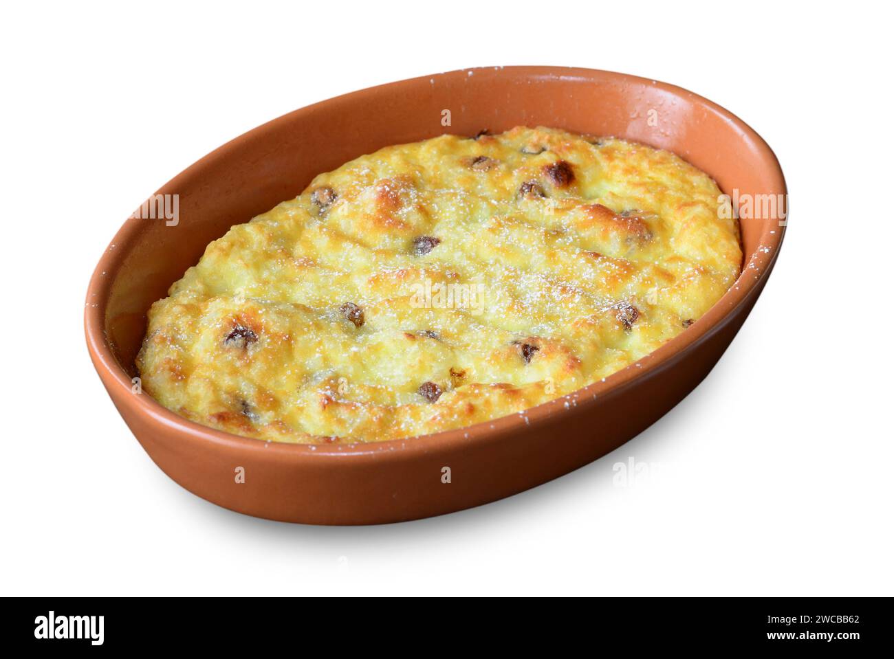 Baked Pudding, Traditional English Rice Pudding on White Isolated ...