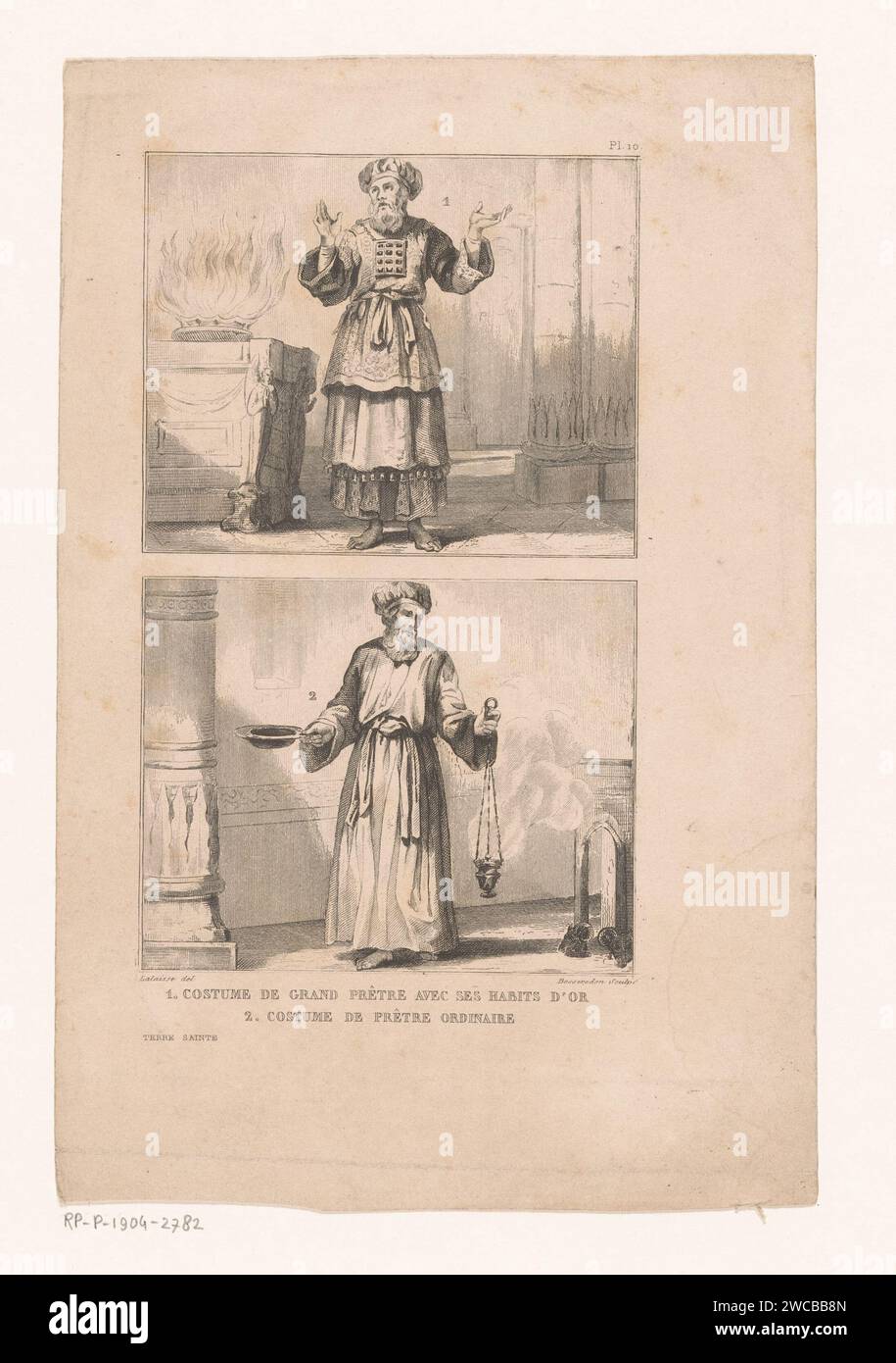 Two images of priests in liturgical clothing, M.L. Bosredon, Charles de ...