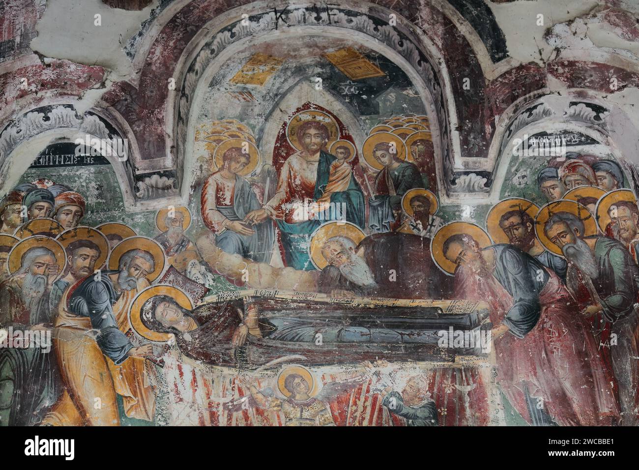 229 Wall frescoes in Saint Mary's Church of Leusa with its vandalized ...