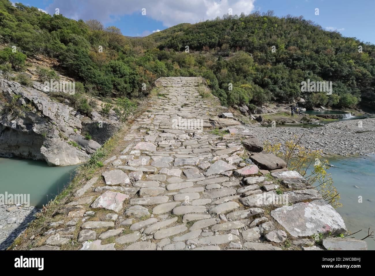 244 Cobbled deck of the Katiu Bridge over the Lengarica river, Ottoman ...