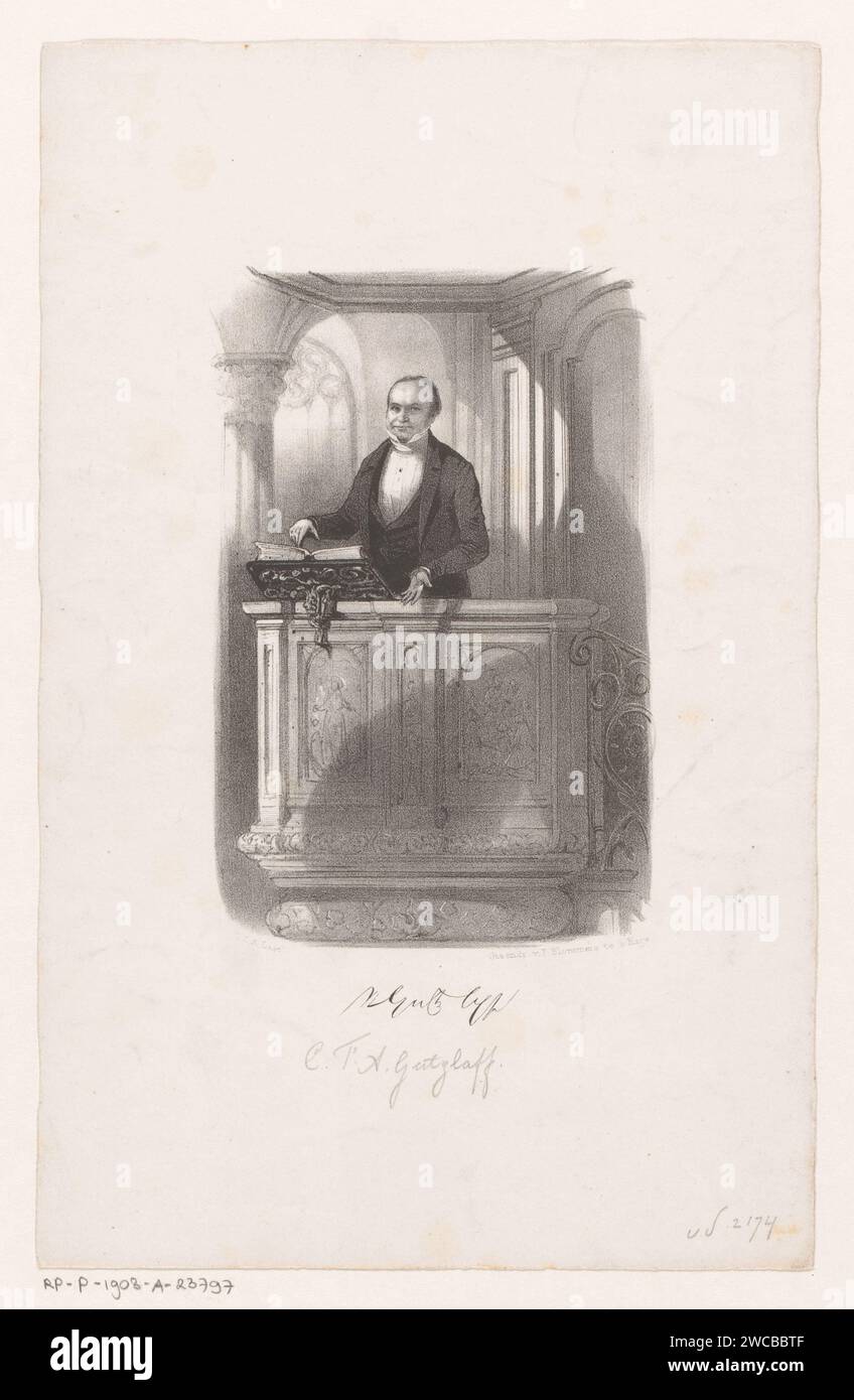 Portrait of Karl Friedrich August Gützlaff on a pulpit, Carel ...