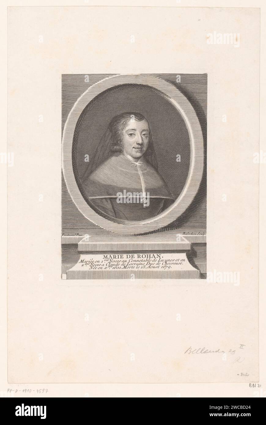 Portret van Marie de Rohan, Jean Joseph Baléchou, After Louis Ferdinand ...