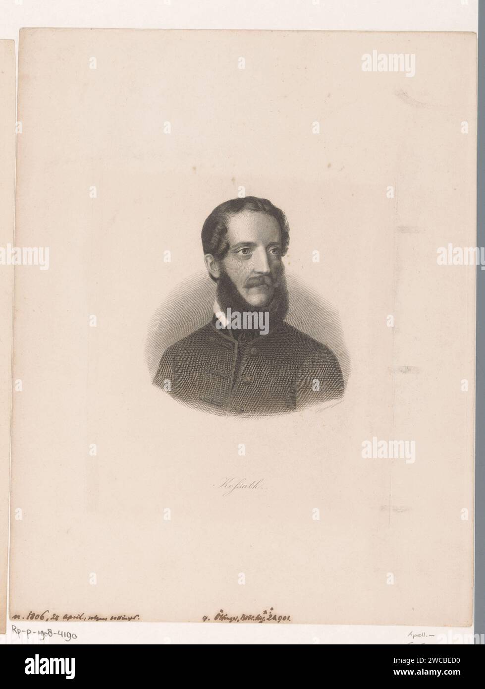 Portret is Louis Kossuth, Conrad Geyer, 1826 - 1893 print paper steel ...