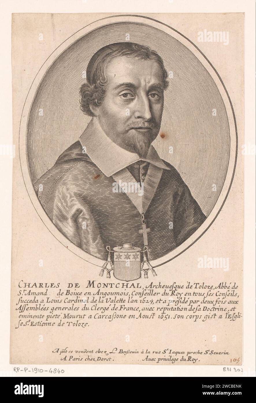 Portret van Charles de Montchal, Pierre Daret, Pierre Daret, 1652 ...