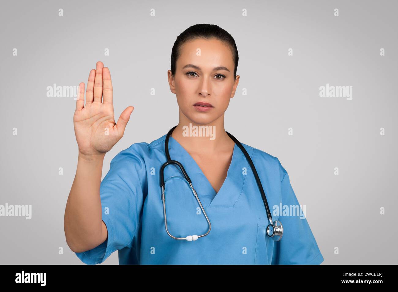 Doctor stethoscope saying hand gesture hi-res stock photography and ...