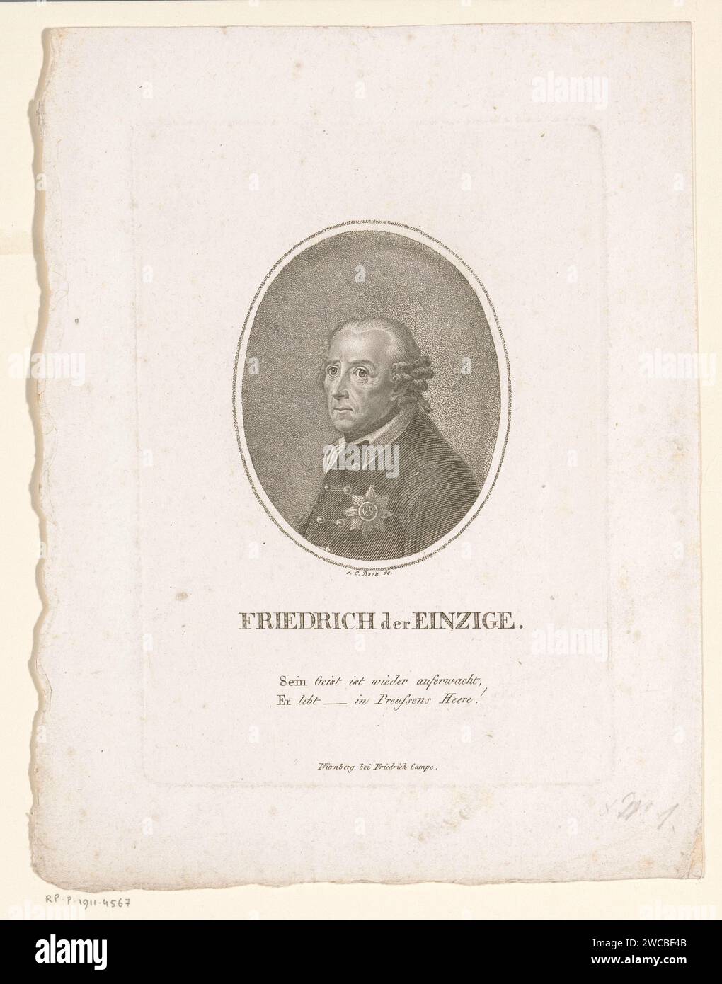 Portrait of Frederik de Grote, Johann Carl Bock, 1802 - 1843 print ...