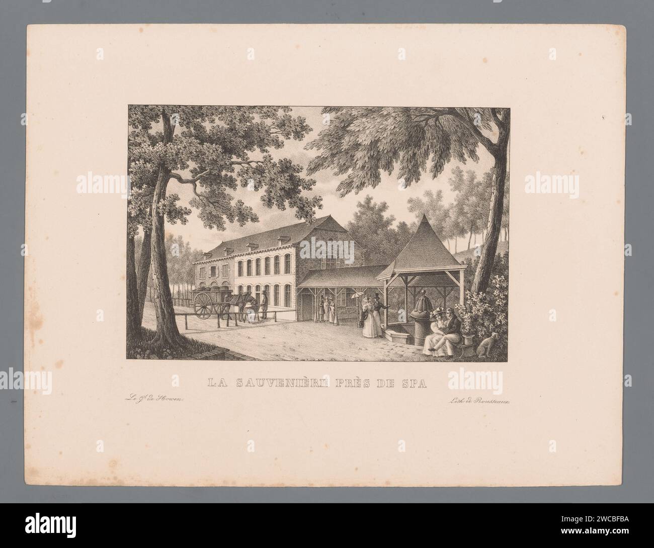 View of the sauvenièrebron at Spa, Émile Alfred Rousseaux, After Otto ...