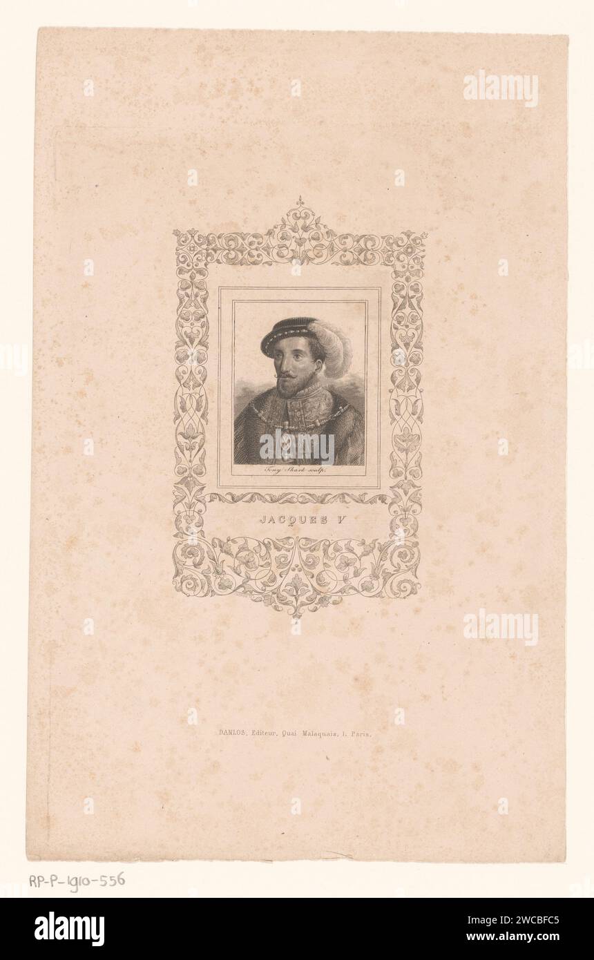 Portrait of James V, Tony Shark, 1828 - 1899 print Paris paper etching ...
