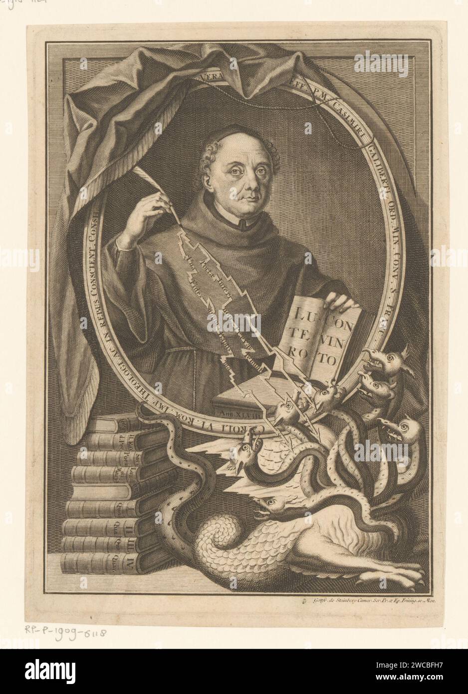 Portrait of Casimiro Galiberti with seven -headed dragon, Gottfried von ...