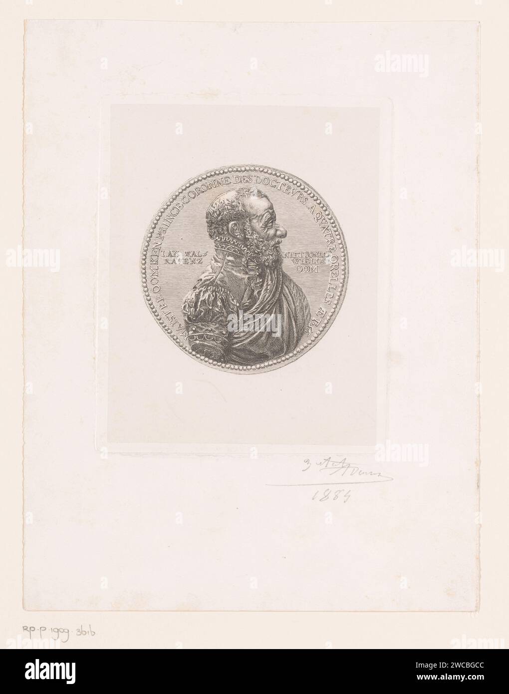 Medal with portrait of Jan Walravenz from 1563, Auguste Danse, 1884 ...