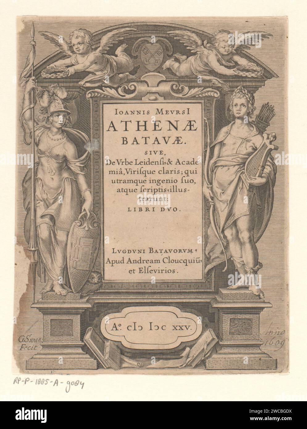 Minerva and Apollo crowned, Willem Isaacsz. Van Swanenburg, 1625 print ...