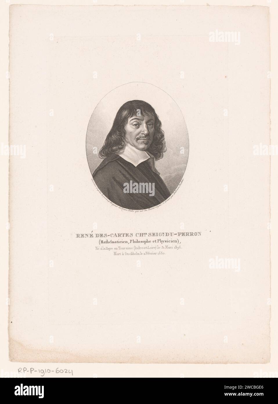 Portret van René Descartes, Ambroise Tardieu, After Frans Hals, 1798 ...