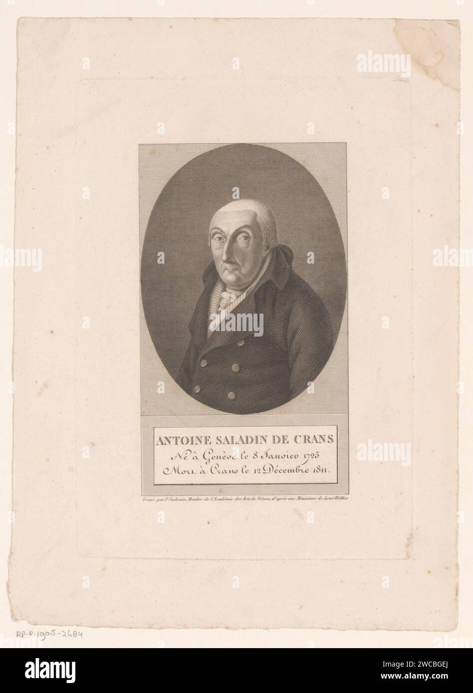 Portret van Antoine Saladin de Crans, Pierre Audouin, After Louis ...