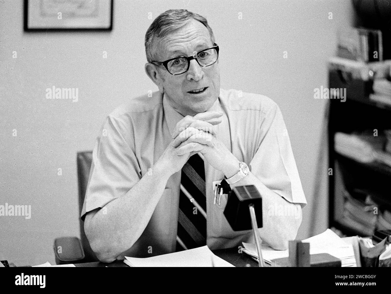 FILE - UCLA coach John Wooden talks with reporters in his office in Los ...