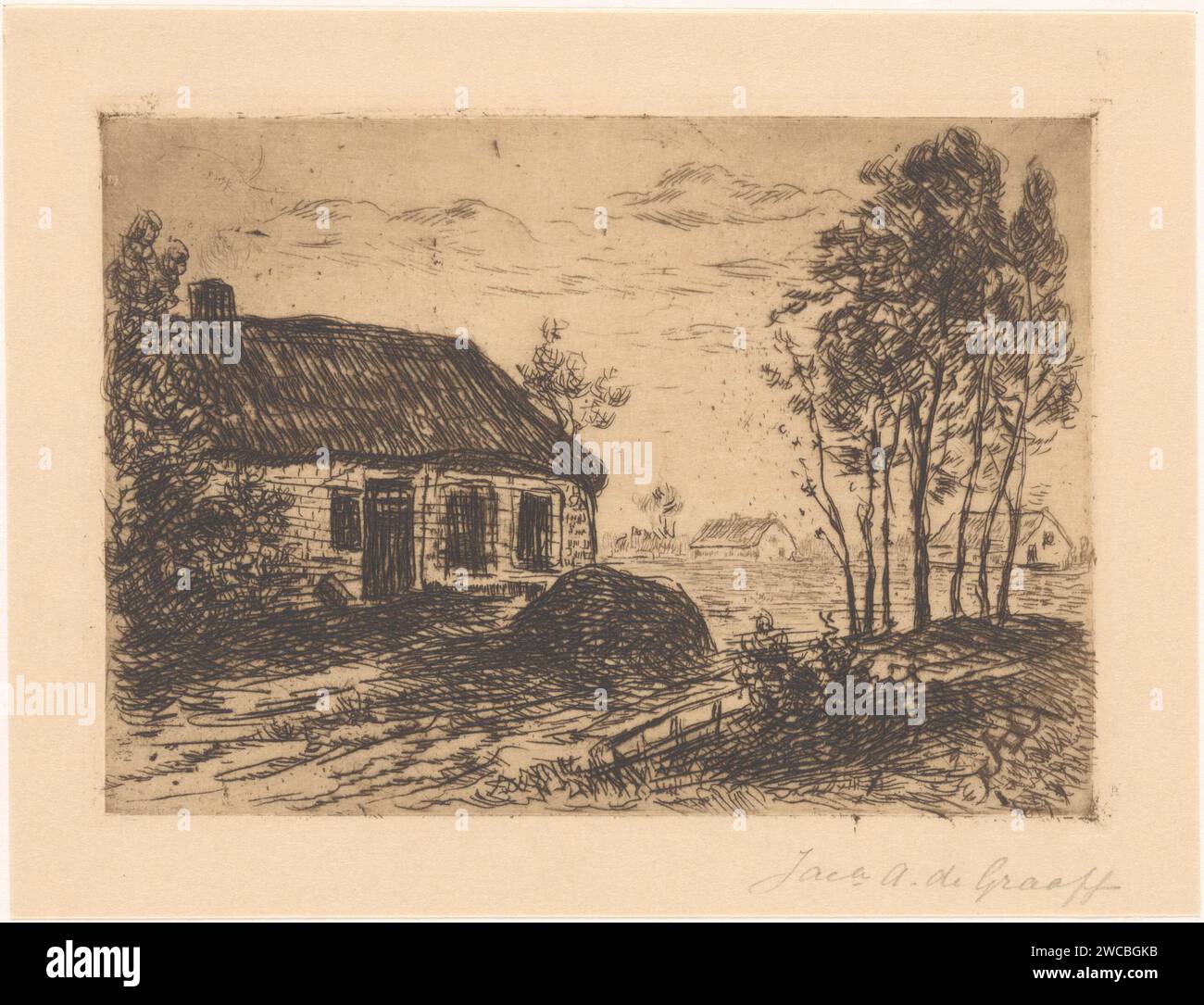 Huizen in Leende, Jacoba de Graaff, 1867 - 1911 print paper etching ...