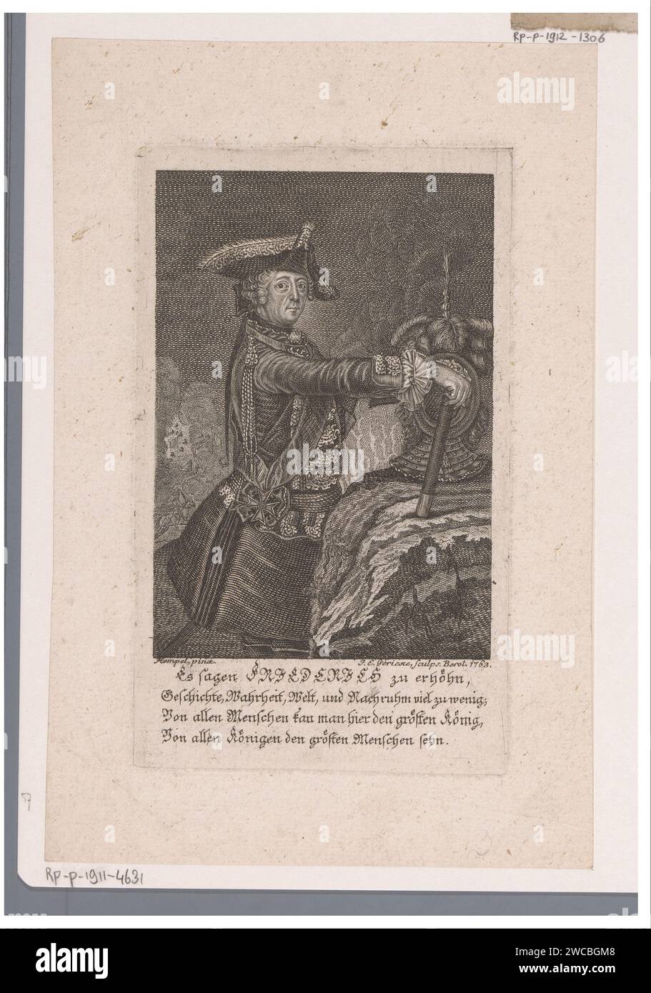 Portrait of Frederik de Grote, Johann Ernst Gericke, After Hempel, 1763 ...