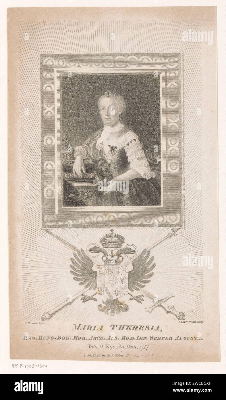 Portrait of Maria Theresia, Roman-German Keizerin, Giovanni Vendramini ...
