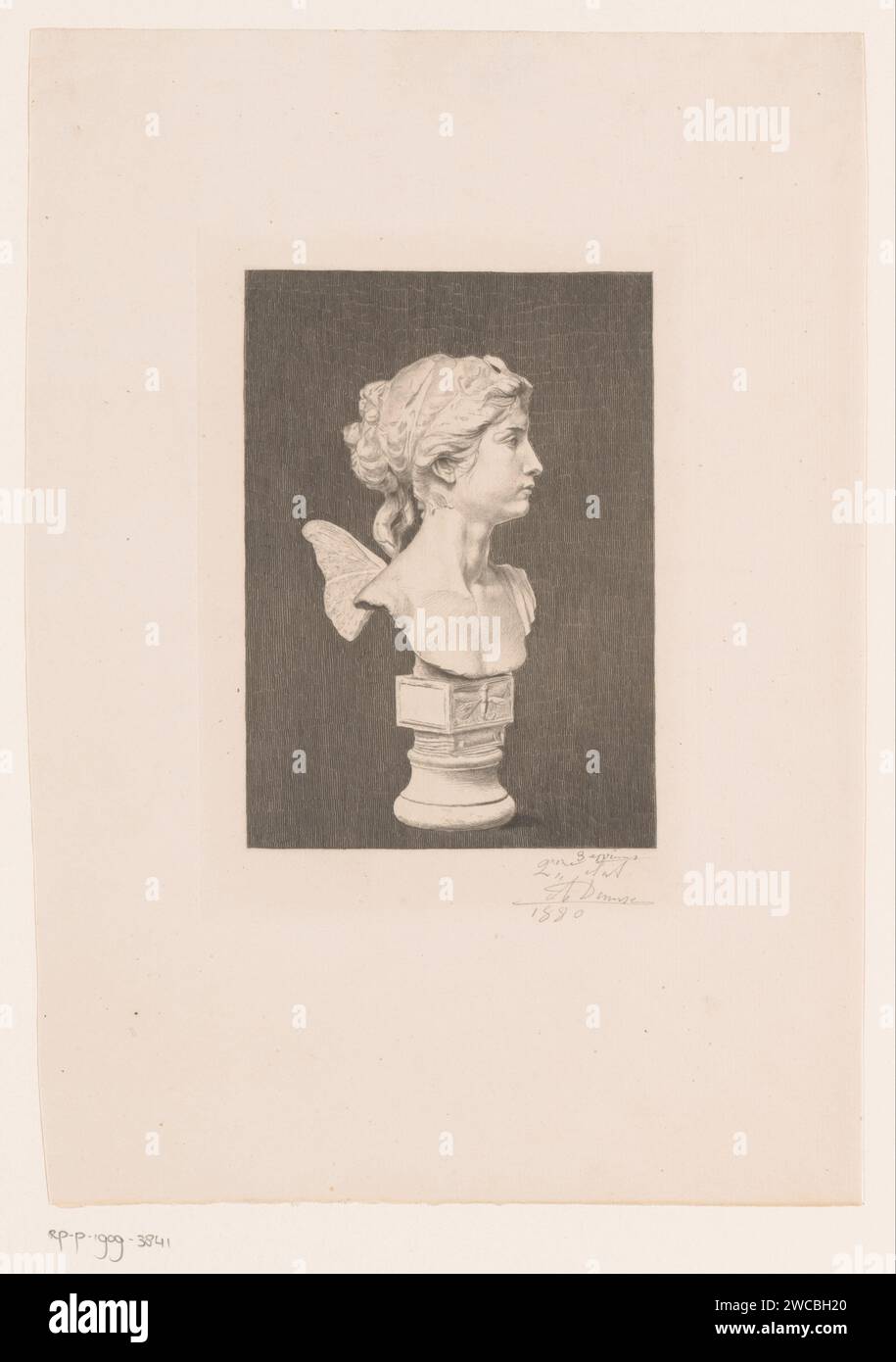Bust van Psyche, Auguste Danse, 1880 print paper etching Psyche Stock ...