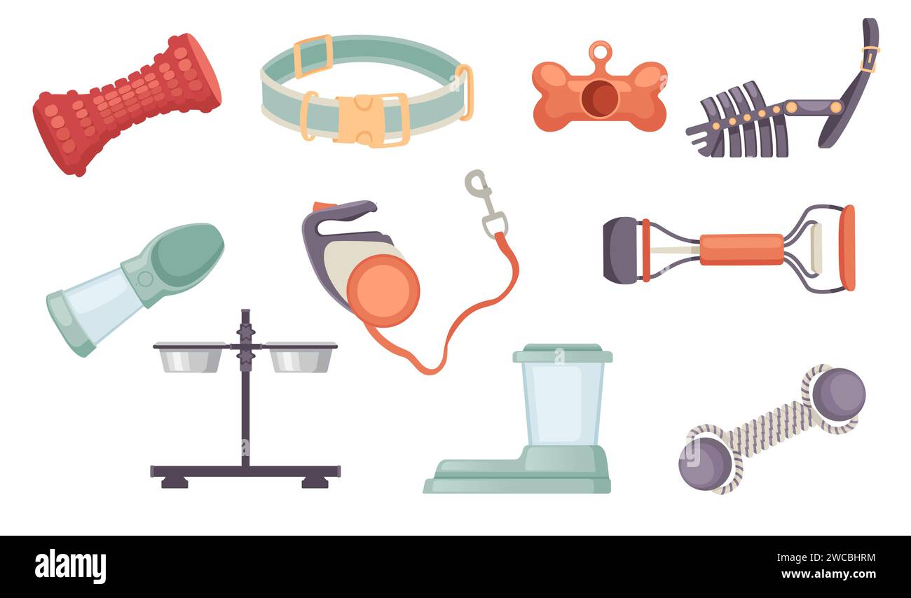 Set of pet goods and items vector illustration isolated on white ...