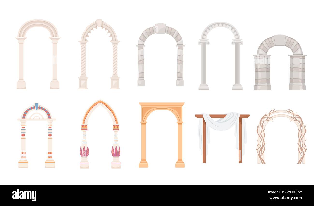 Set of architecture arch with columns ancient pillars ornament vector ... Set of architecture arch with columns ancient pillars ornament vector ...