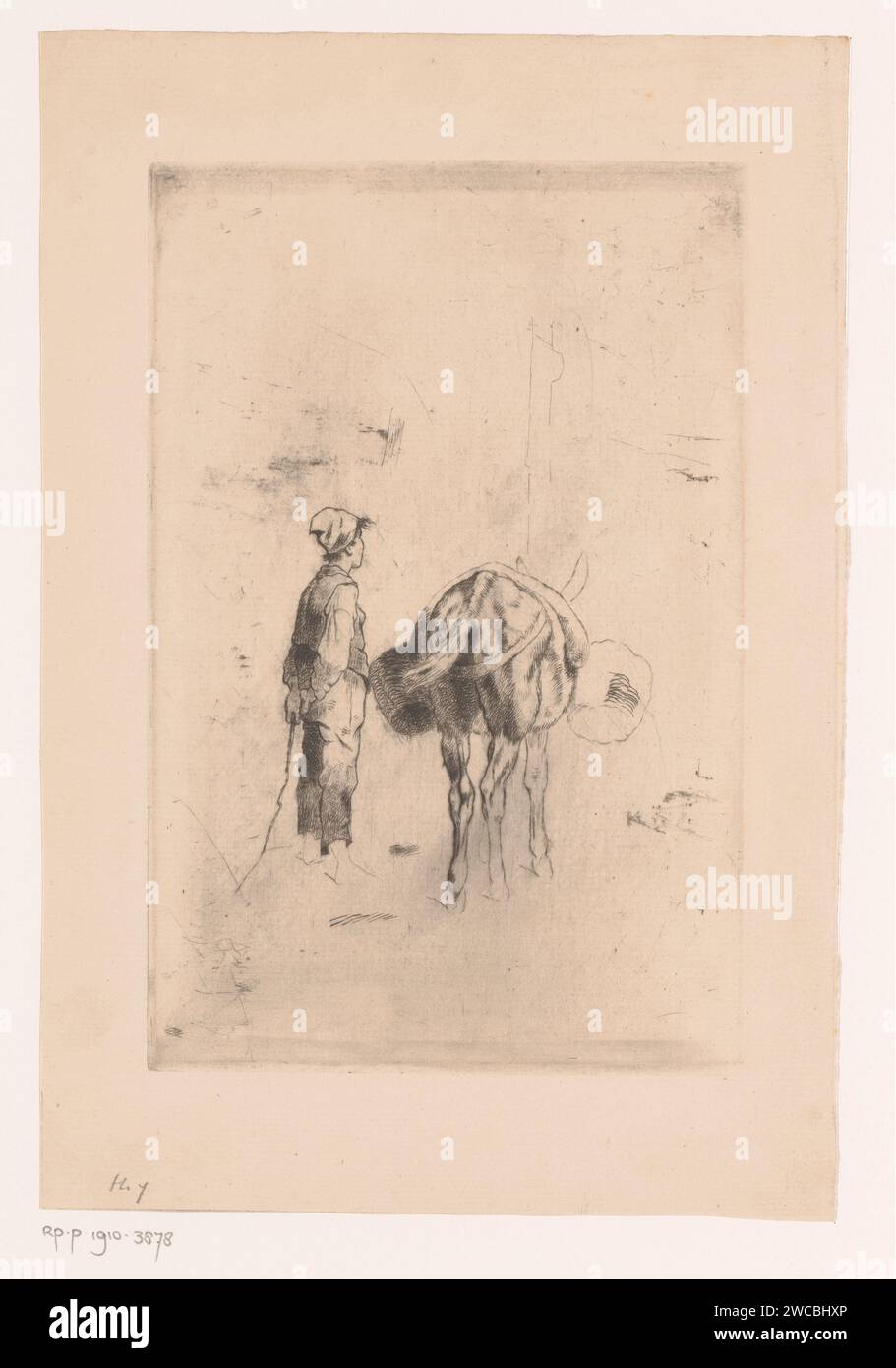 Young Ezeldrijver, Alfred Hubert, 1869 print paper etching ass, donkey ...