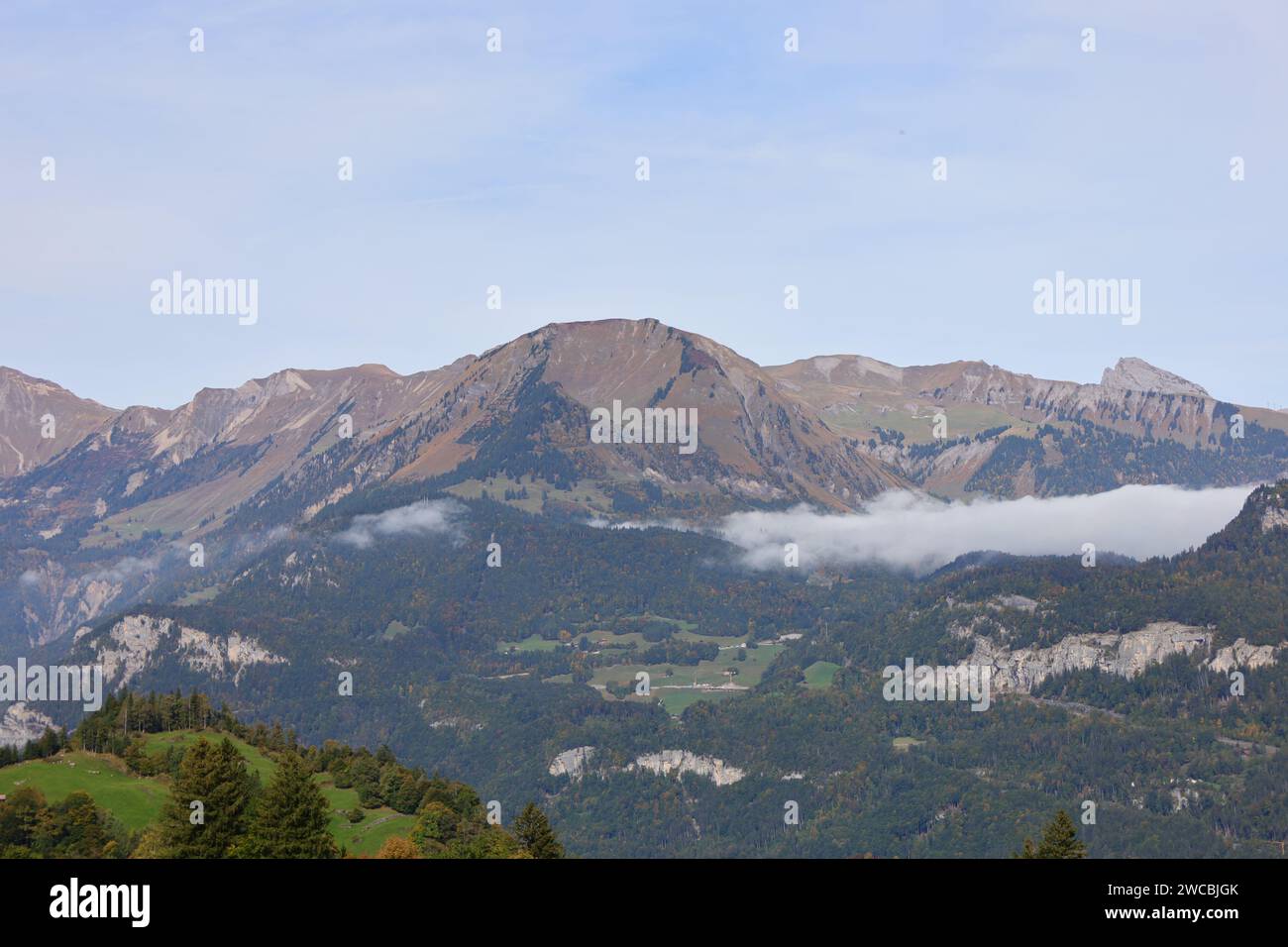 View on a valley in Obwalden, Switzerland Stock Photo - Alamy