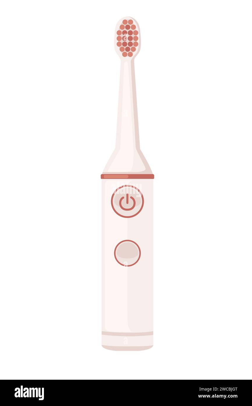 Electric modern toothbrush with plastic handle vector illustration ...