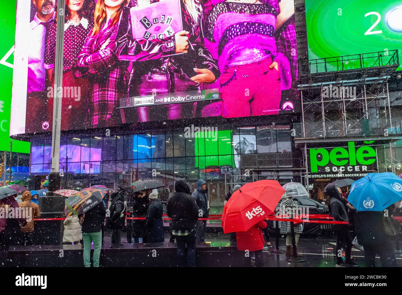Visitors to Times Square on Sunday, January 7, 2024 contend with the ...