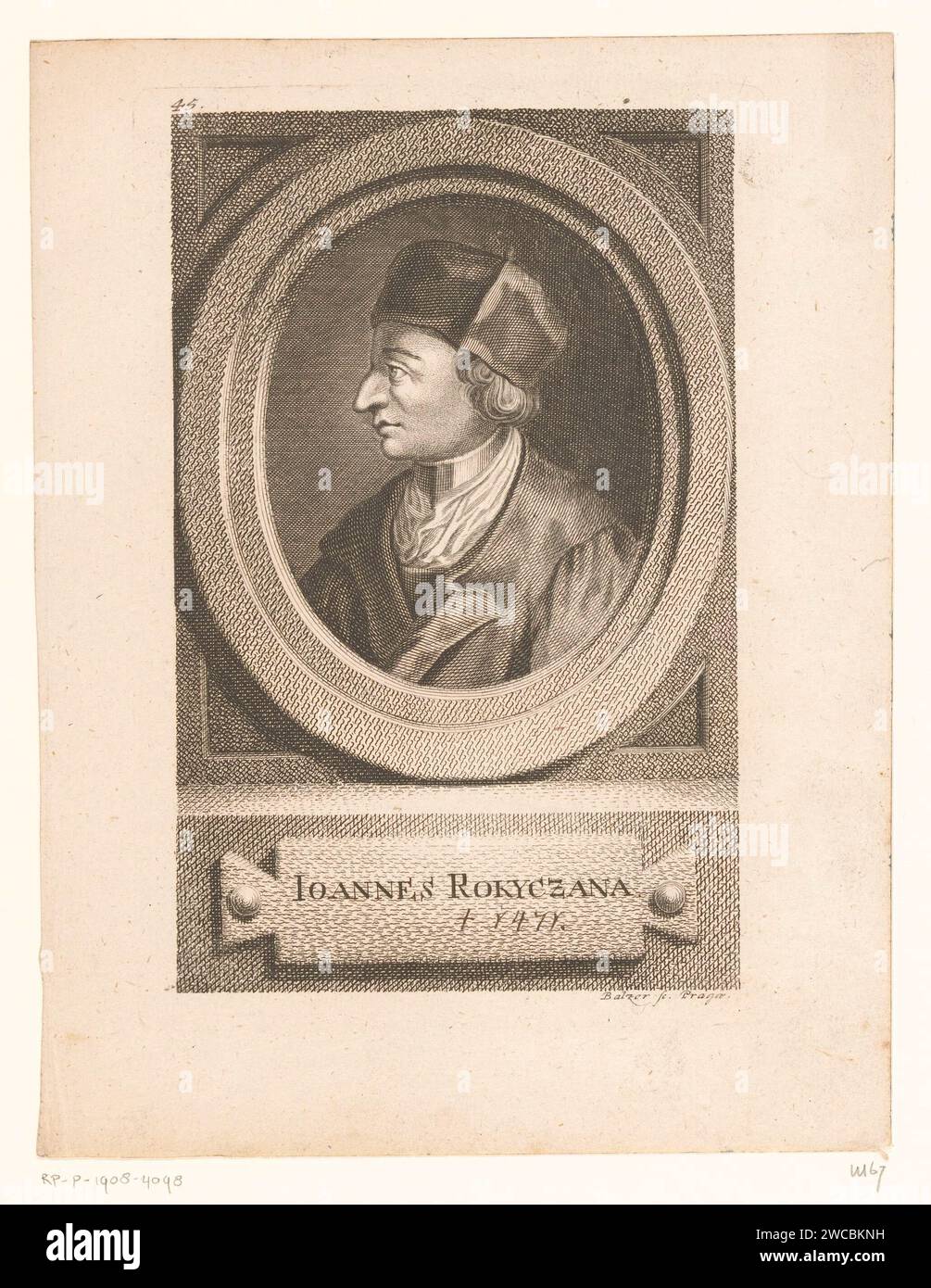 Portret van Jan Rokycana, Jan Balzer, 1746 - 1799 print Numbered in the ...