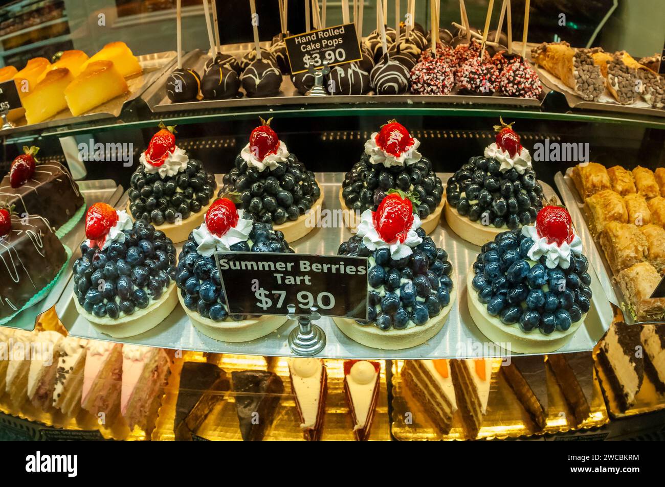 Pastries in the window of a deli in Times Square in New York on ...