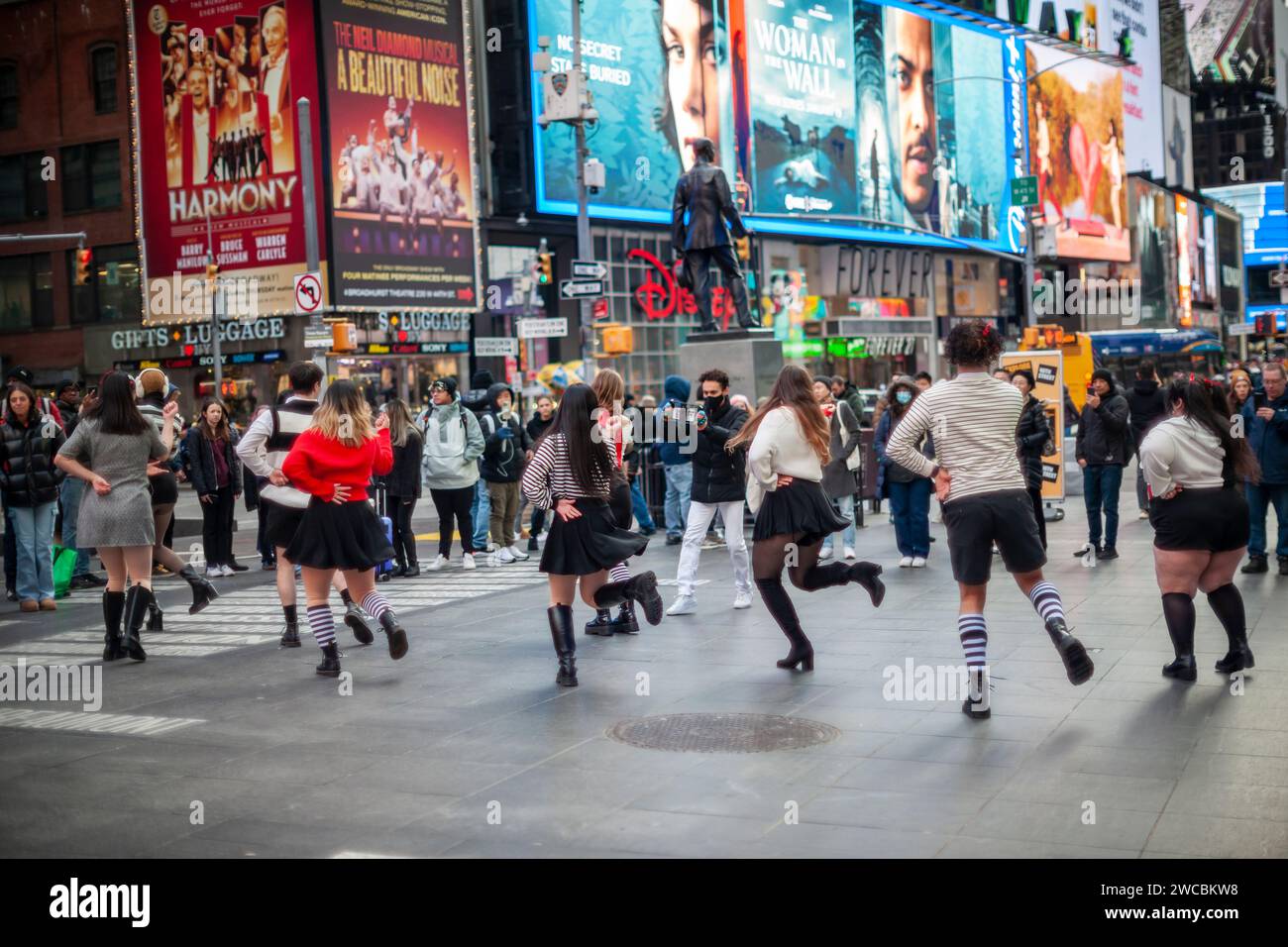 Dancers in Times Square in New York on Sunday, January 14, 2024 ...