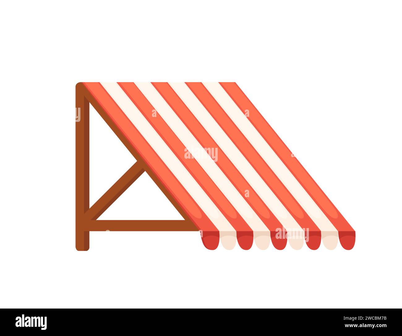 Orange and white striped sun shade awning shelter for store cafe or market vector illustration ...