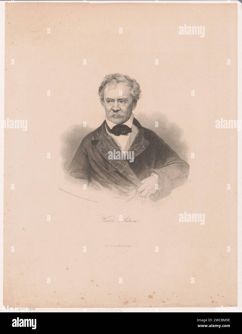 PortraT van Victor Adam, August Weger, After Anonymous, 1849 - 1892 print Leipzig paper steel ...