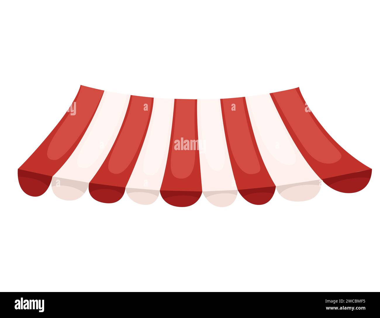 Red and white striped sun shade awning shelter for store cafe or market vector illustration ...