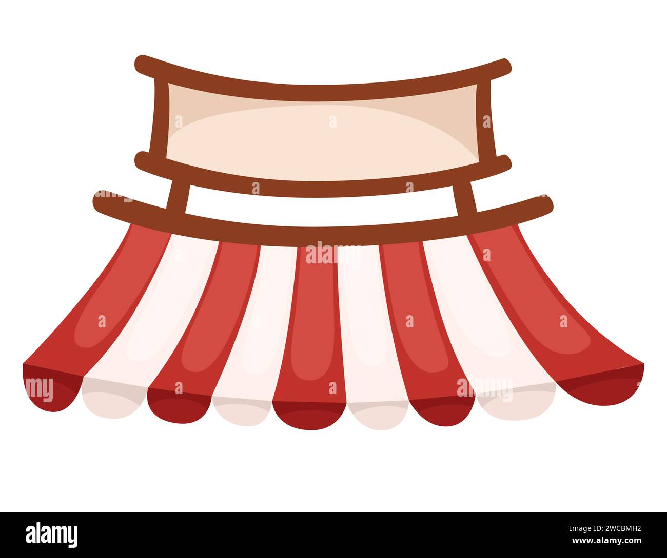 Red and white striped sun shade awning shelter for store cafe or market vector illustration ...